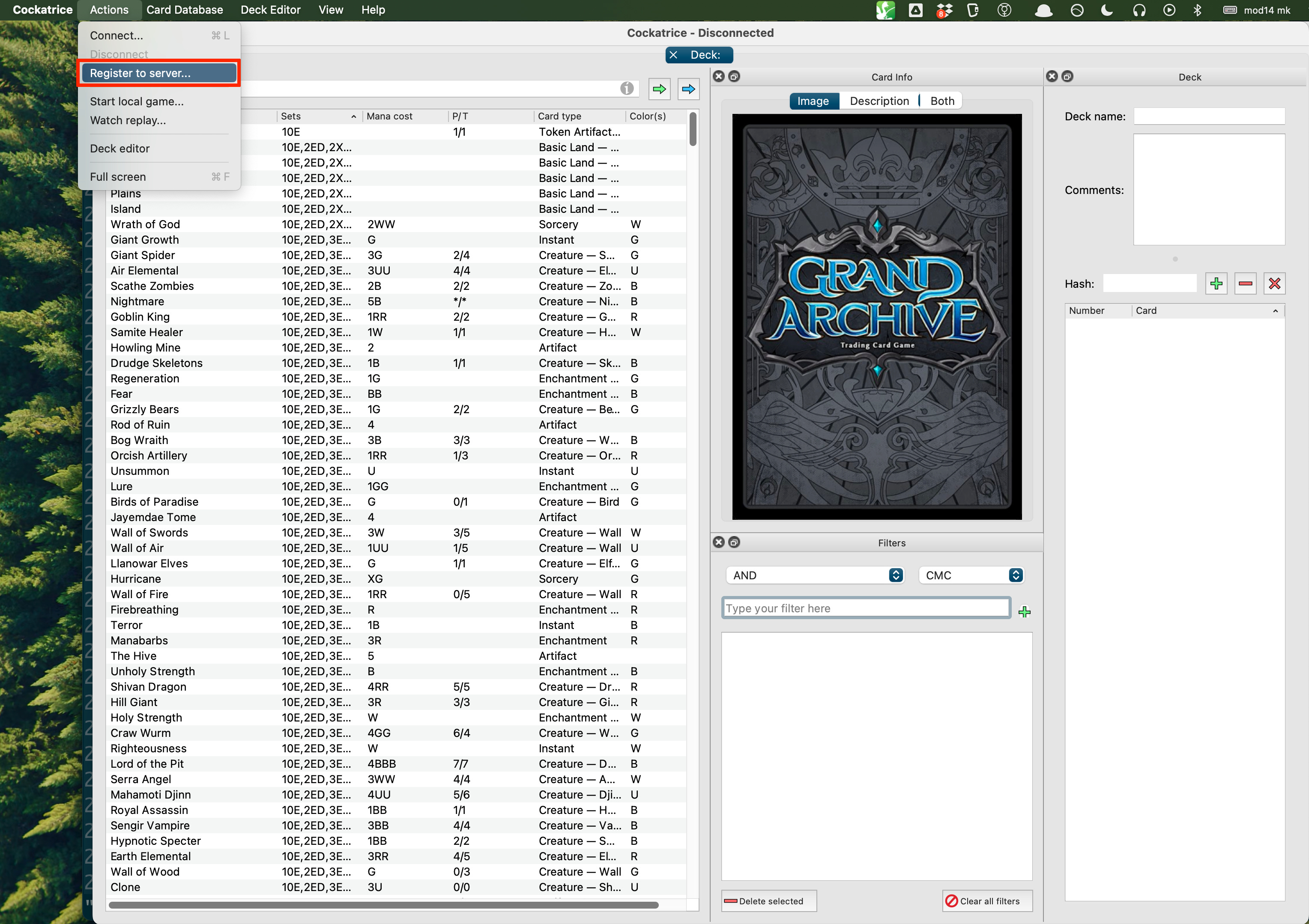 How to play Grand Archive TCG on Cockatrice