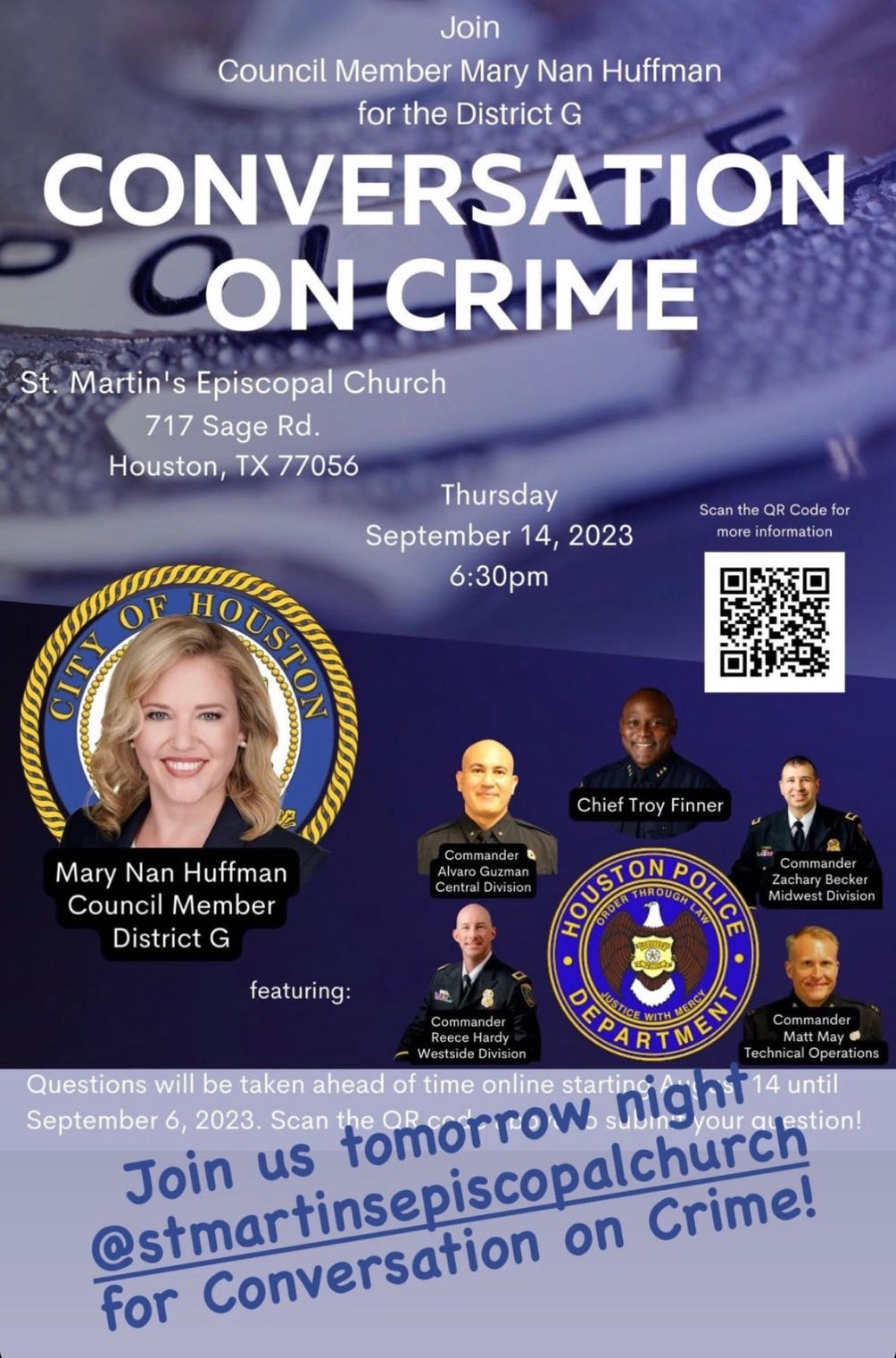 Join Mary Nan Huffman For a Conversation on Crime This Evening