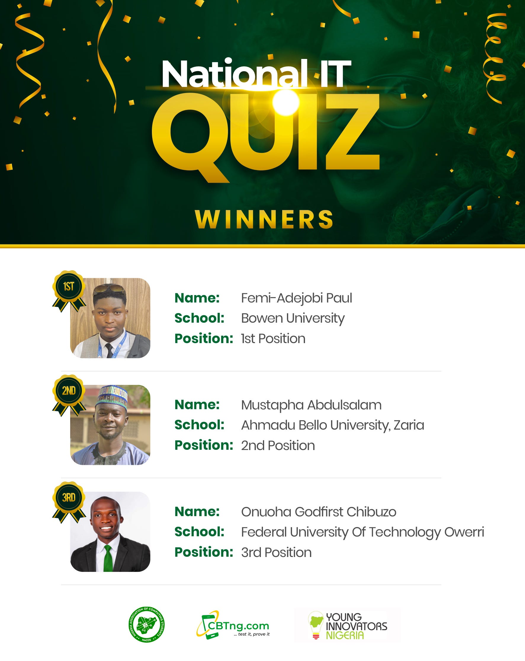 🏆🎉 NACOS National Quiz Competition - Winners Announcement! 🎉🏆