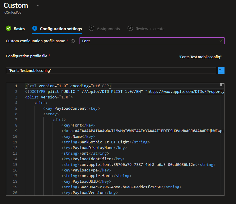Creating custom configuration profiles for Apple Devices for Intune