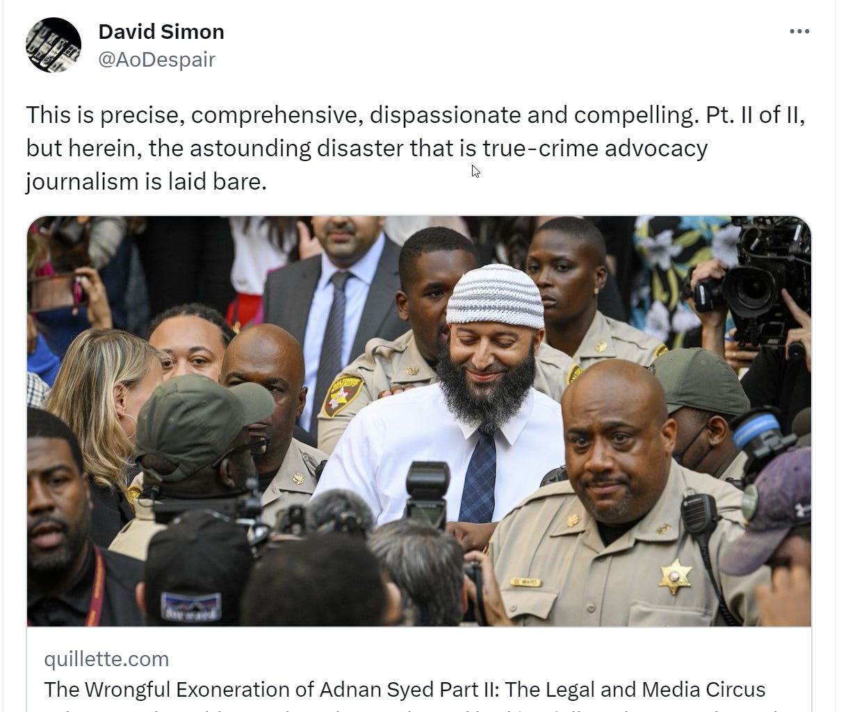 David Simon Denounces the "Astounding Disaster" that is True-Crime ...