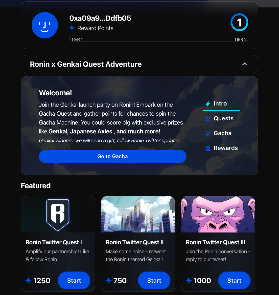 Introducing: the Ronin x Genkai Gacha Quest