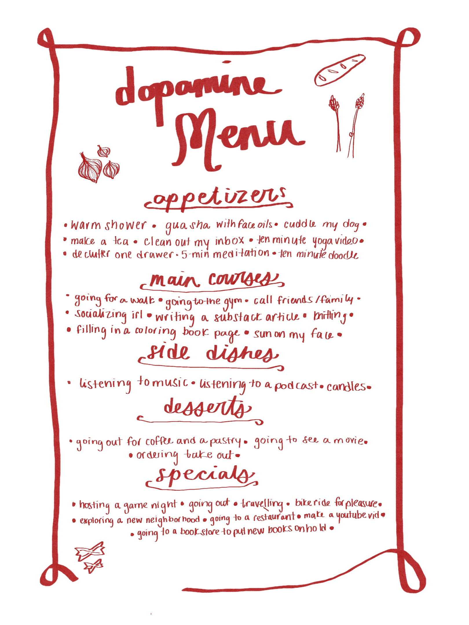 01. my dopamine menu - by julia renee - A Life's Work