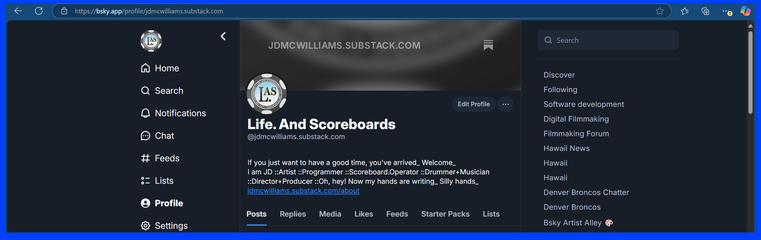 BlueSky and Life. And Scoreboards - by JD McWilliams