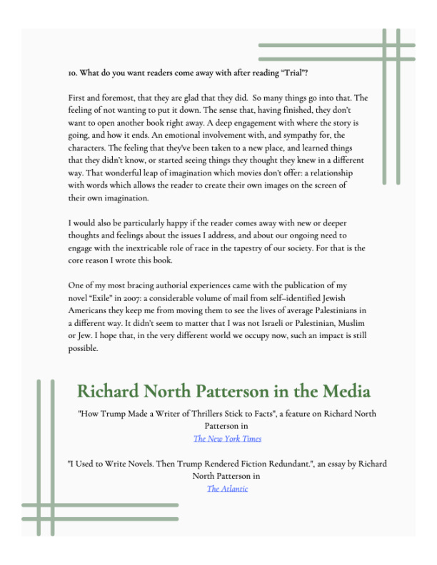 A Q+A With Richard North Patterson