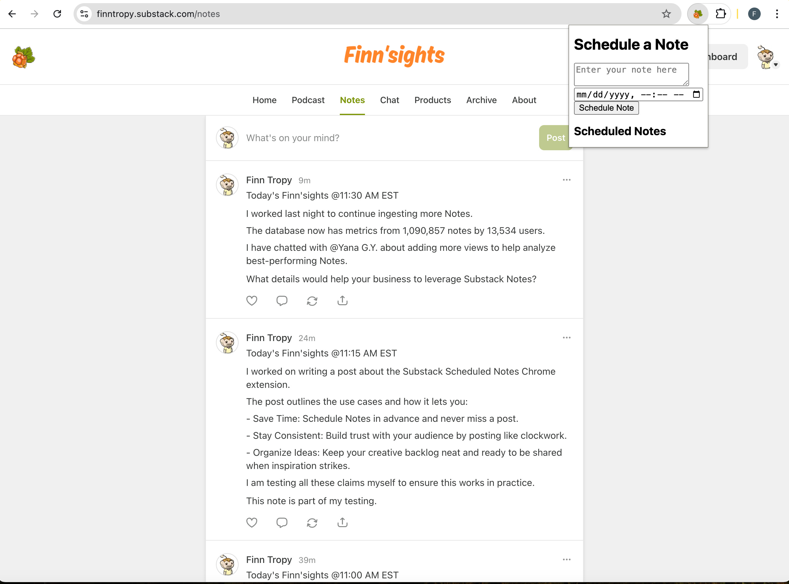 How To Schedule Notes on Substack - by Finn Tropy