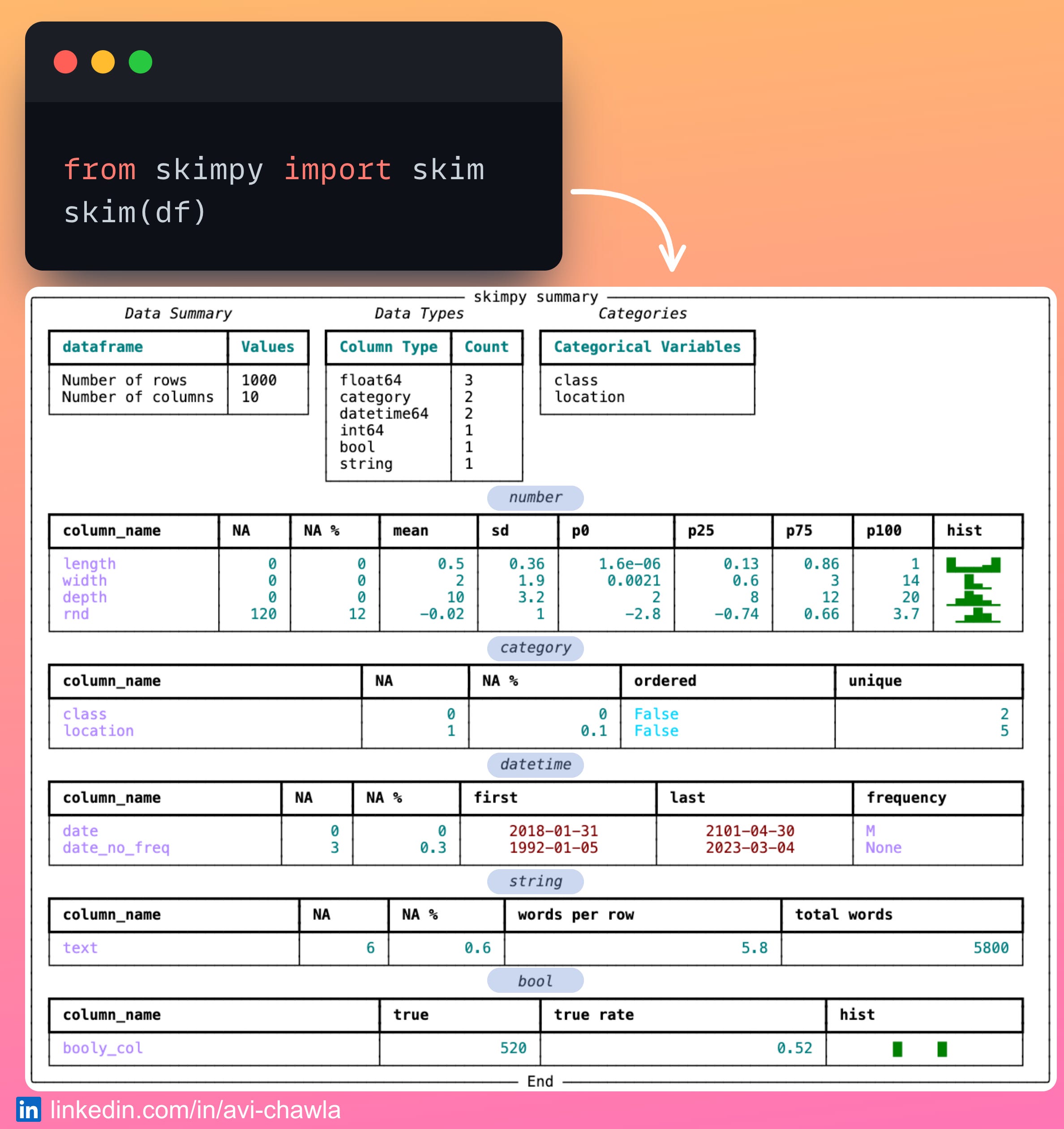 Stop Using The Describe Method in Pandas. Instead, use Skimpy.