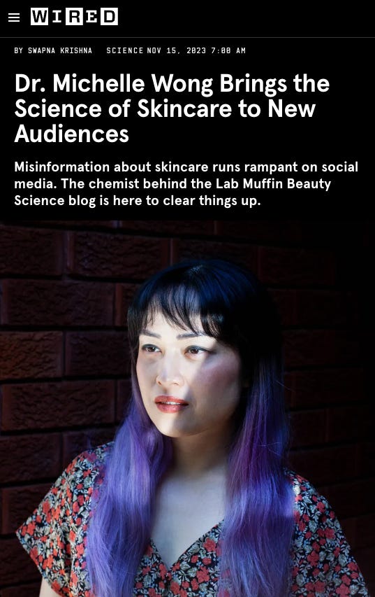 #1: Wired profile, retinol, Beauty Science Camp and discounts