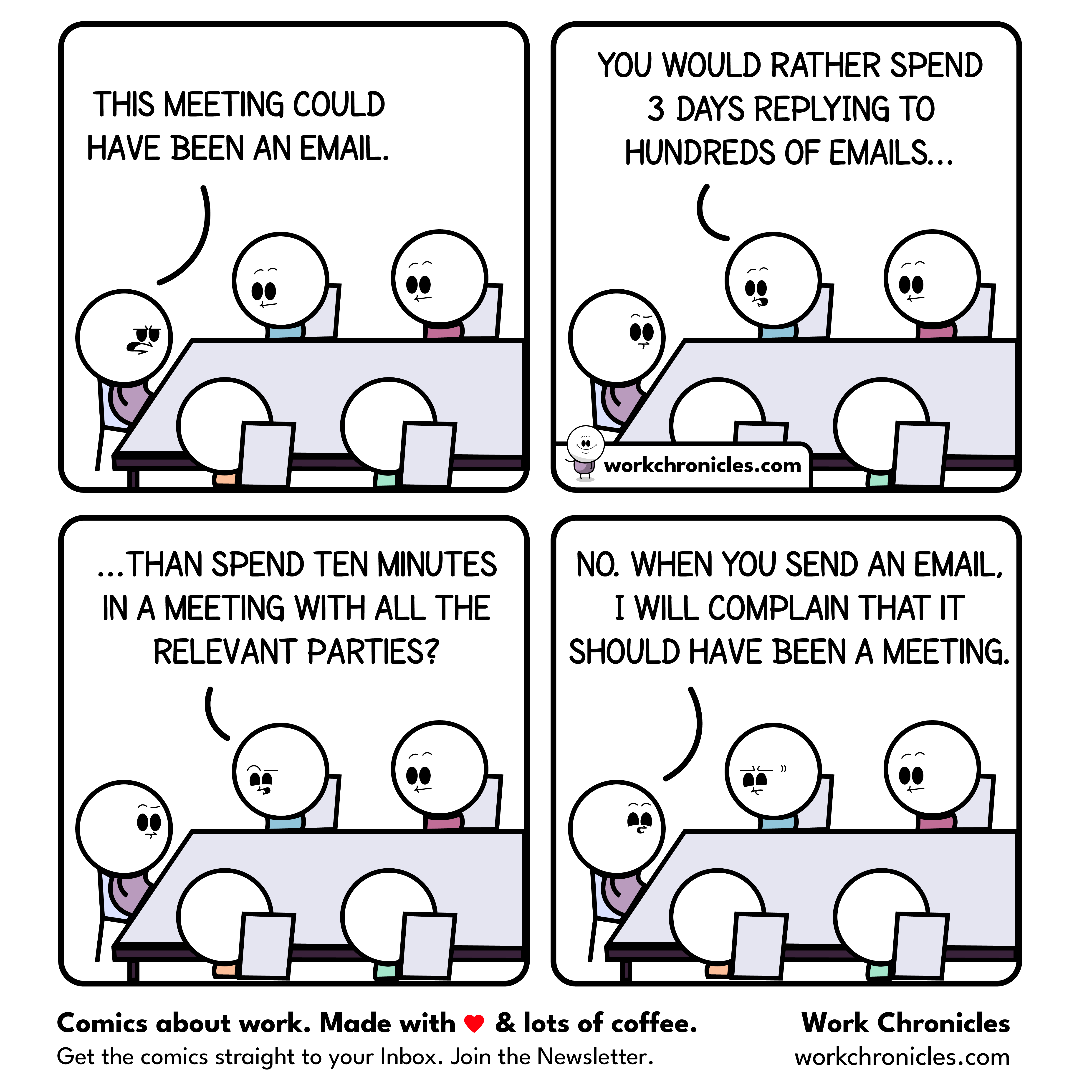 (comic) Email vs. Meeting - Work Chronicles
