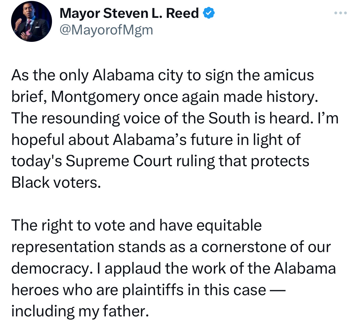 Montgomery mayor edits father Joe Reed out of statement