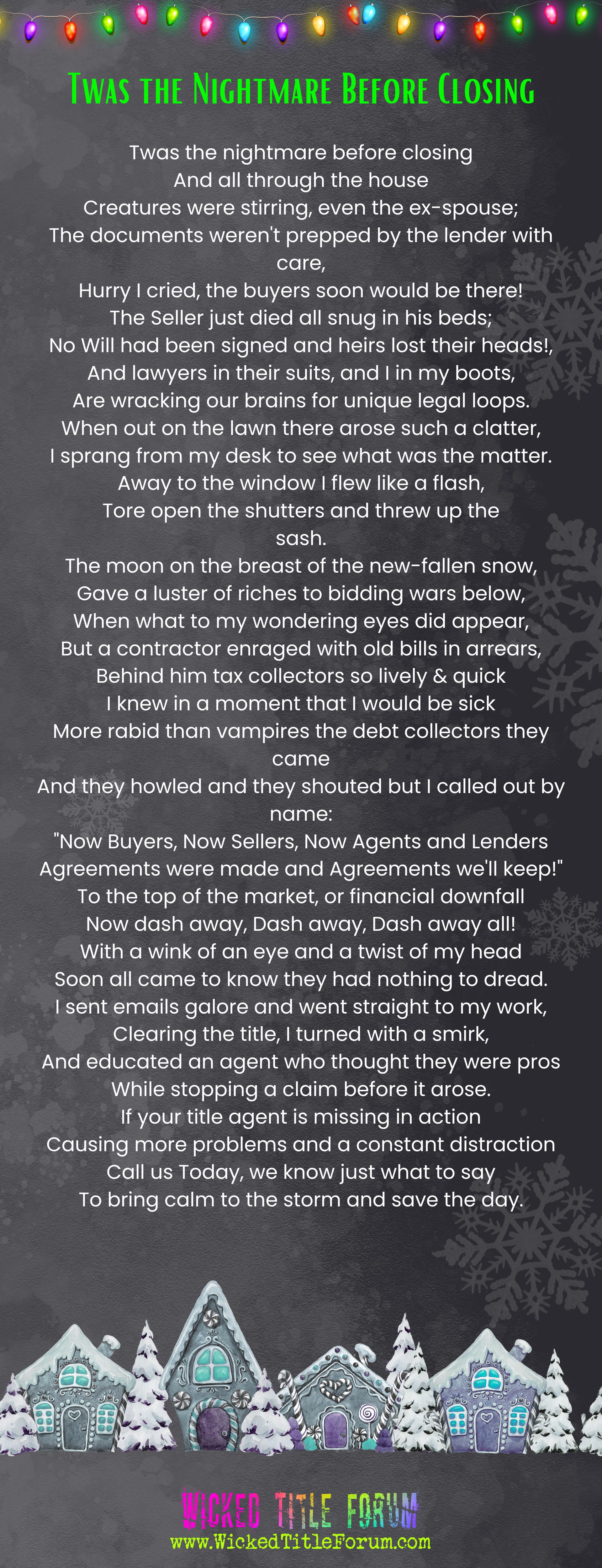 Twas the Nightmare Before Closing - by Cheryl.wtf