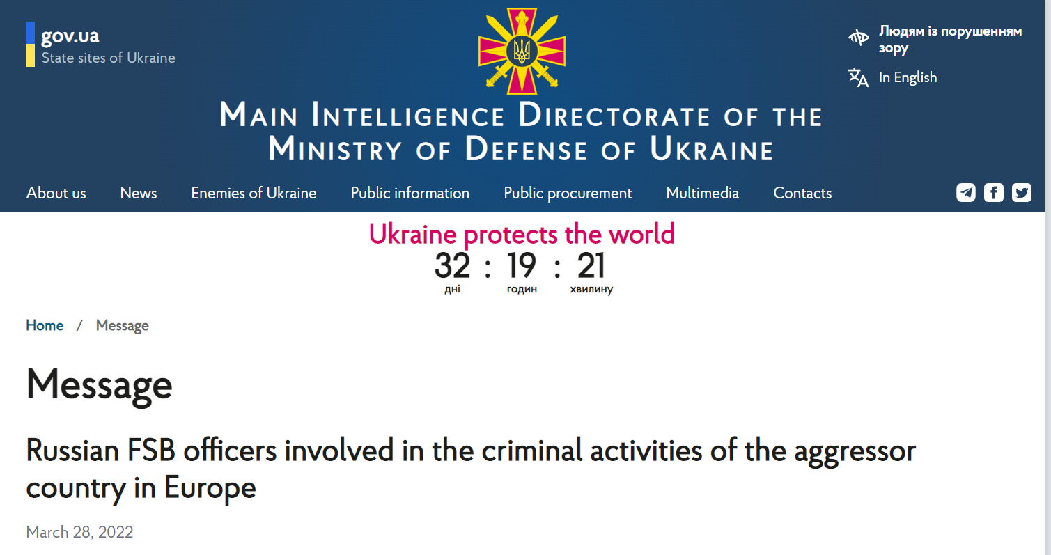 Ukrainian intelligence releases a list of 620 Russian FSB spies ...