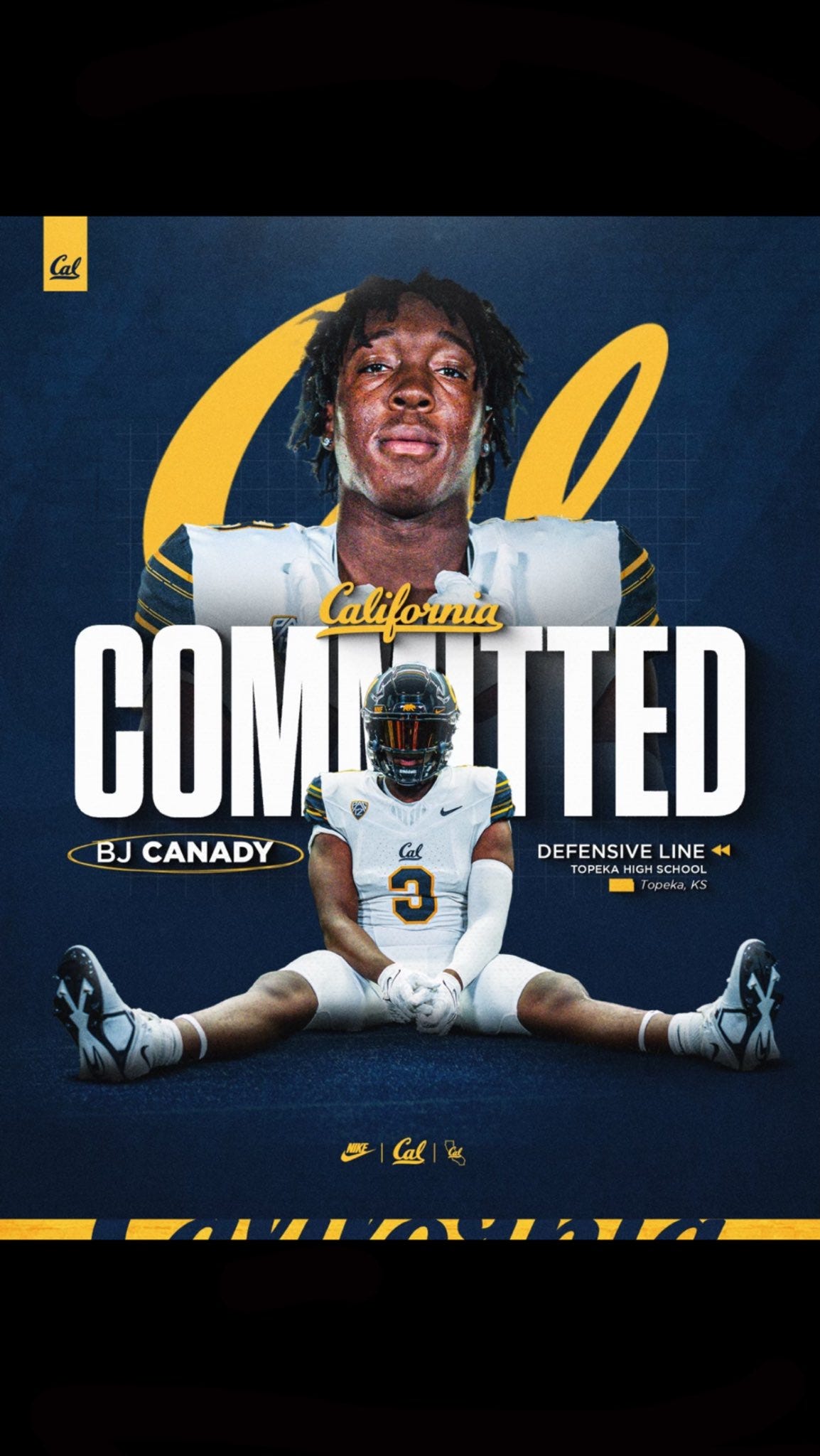Cal Football Recevies a Commitment from Topeka High School DL BJ Canady