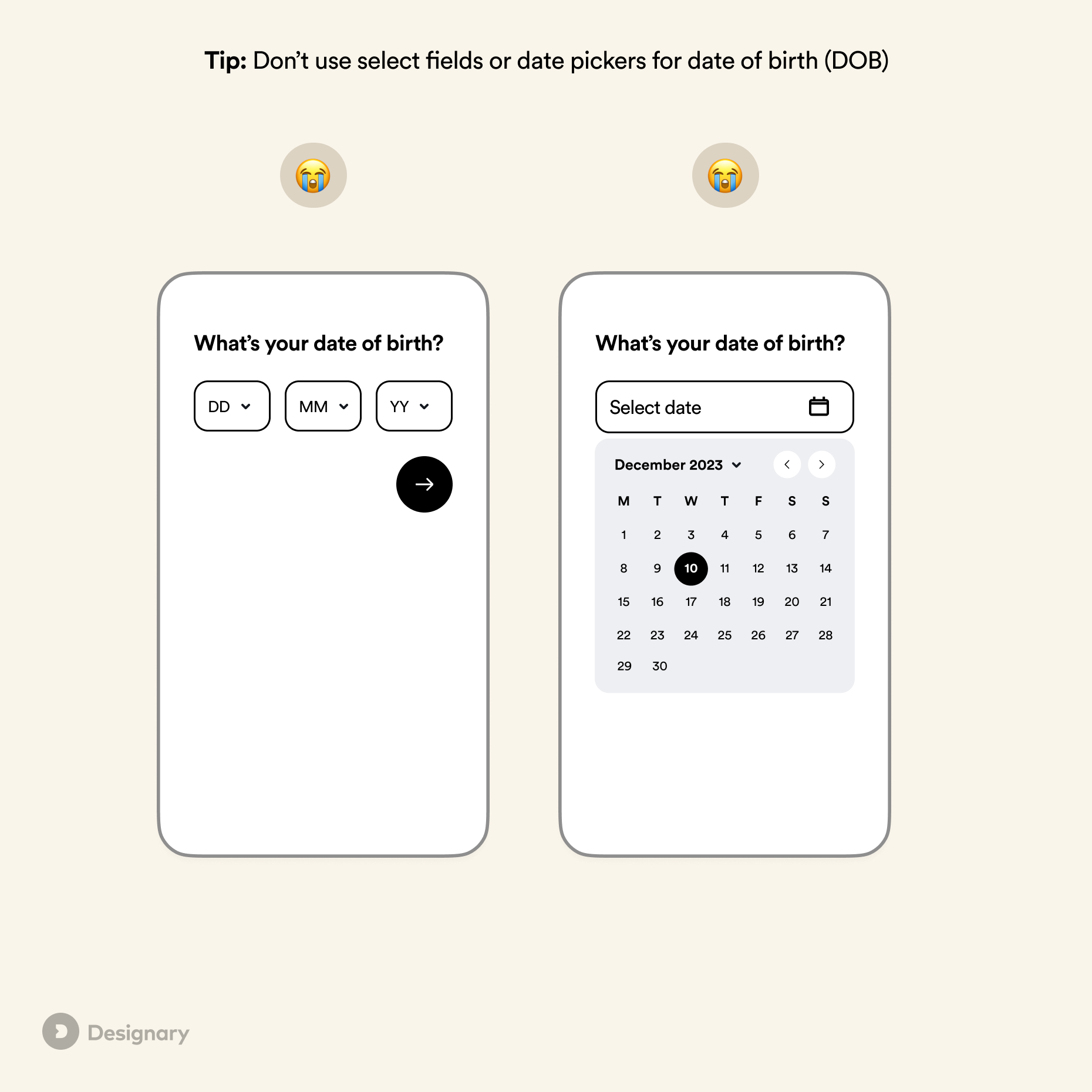 Ux Tip 17 Use Simple Input Fields For Date Of Birth