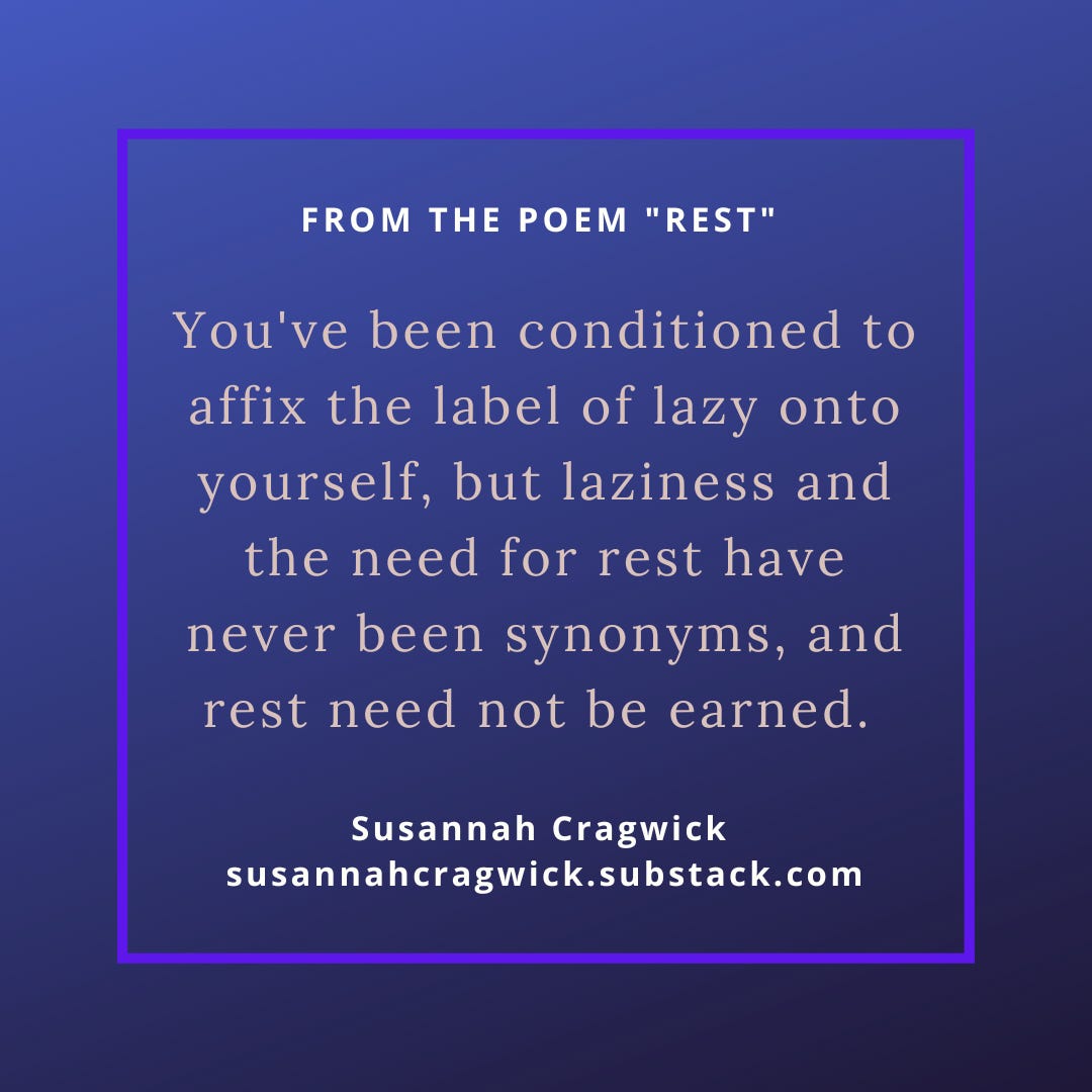 Rest - by Susannah Cragwick - Poetry by Susannah