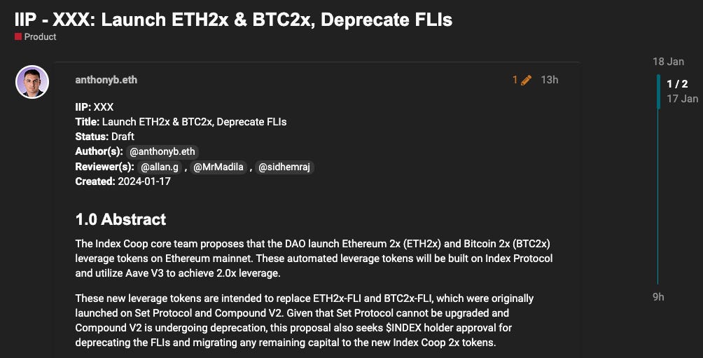 Today in DeFi - Thales Tokenomics V2 Live, Proposal: IndexCoop ETH2x & BTC2x, NEAR Linear ...