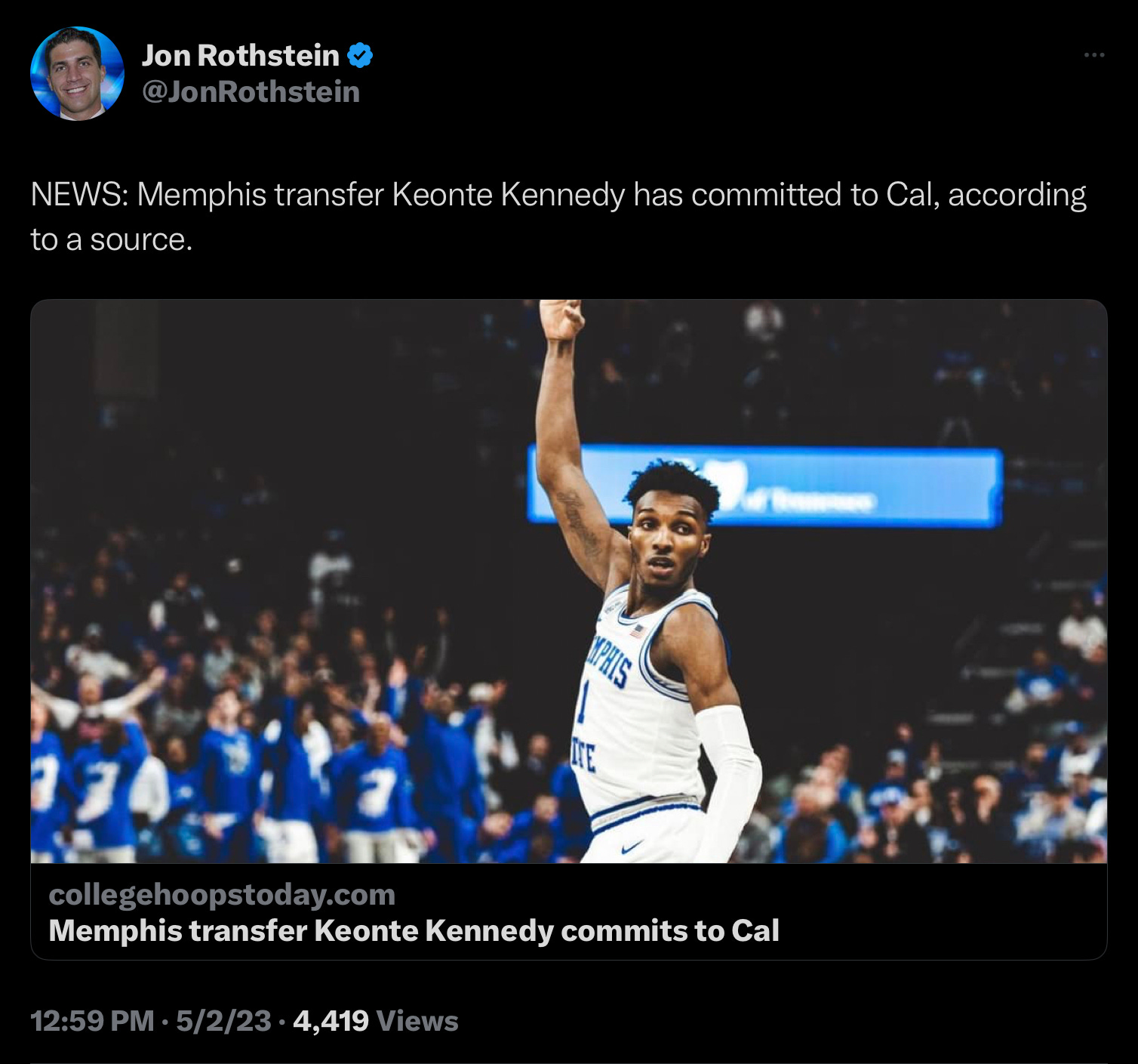 Report: Cal Basketball adds grad transfer Keonte Kennedy from Memphis ...