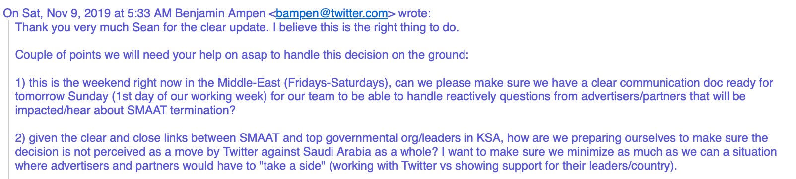 Twitter Minimized Saudi Spy Infiltration, New Emails Show