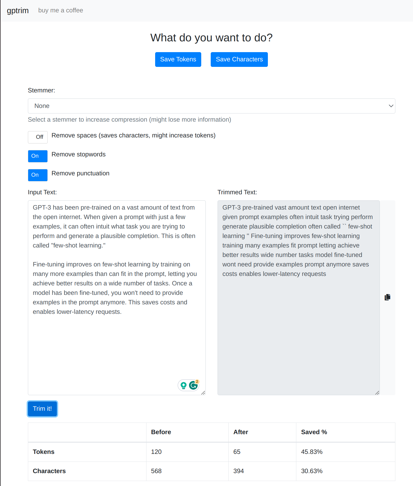 GPT Prompt Compression: A Cheap and Simple Solution
