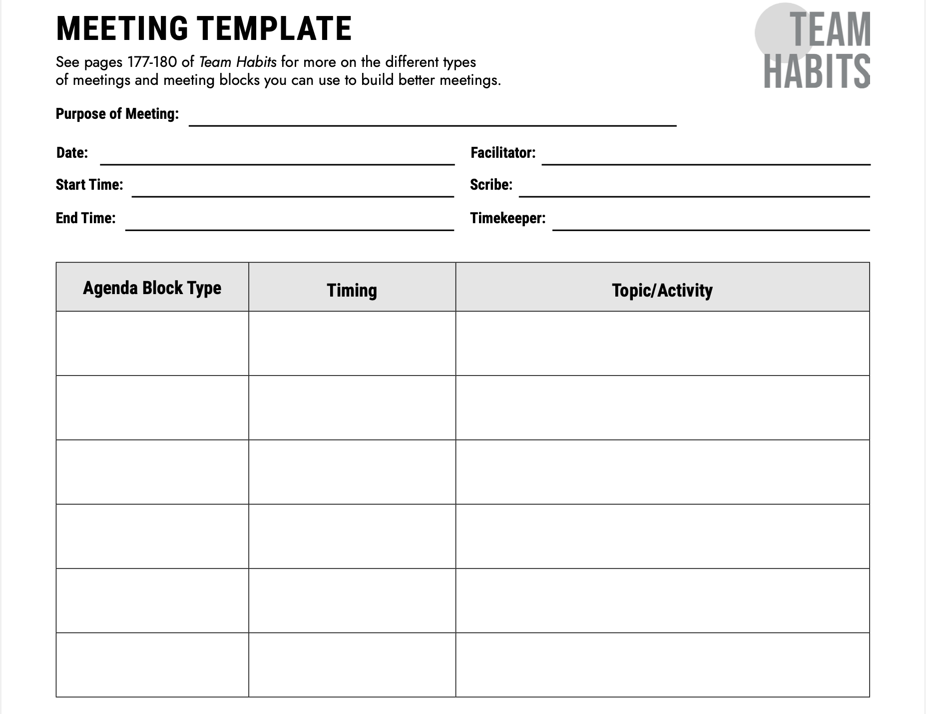 Check out the Team Habits Resources and Worksheets