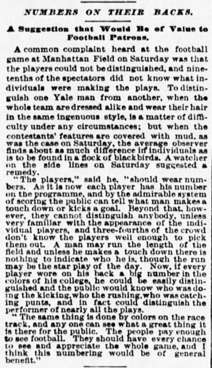 Today's Tidbit... The Origins Of Player Numbers