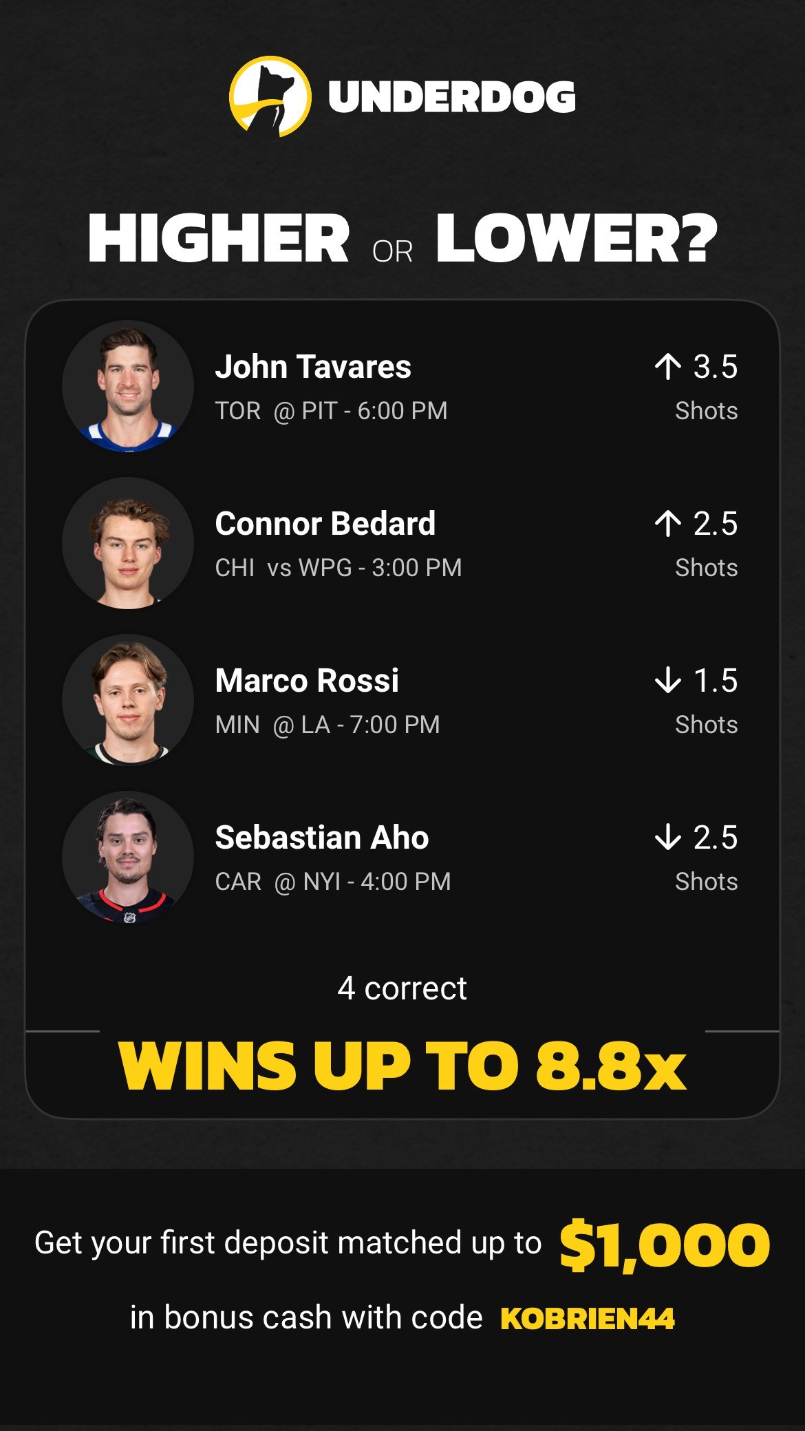 Underdog Fantasy Champions Picks For December 7th