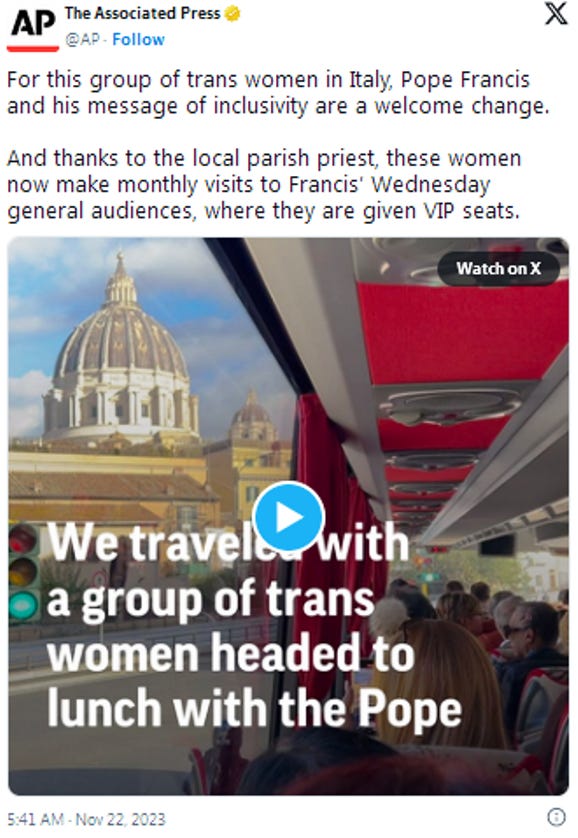 FAITH UNDER FIRE: Pope Francis invites large group of transgenders to ...