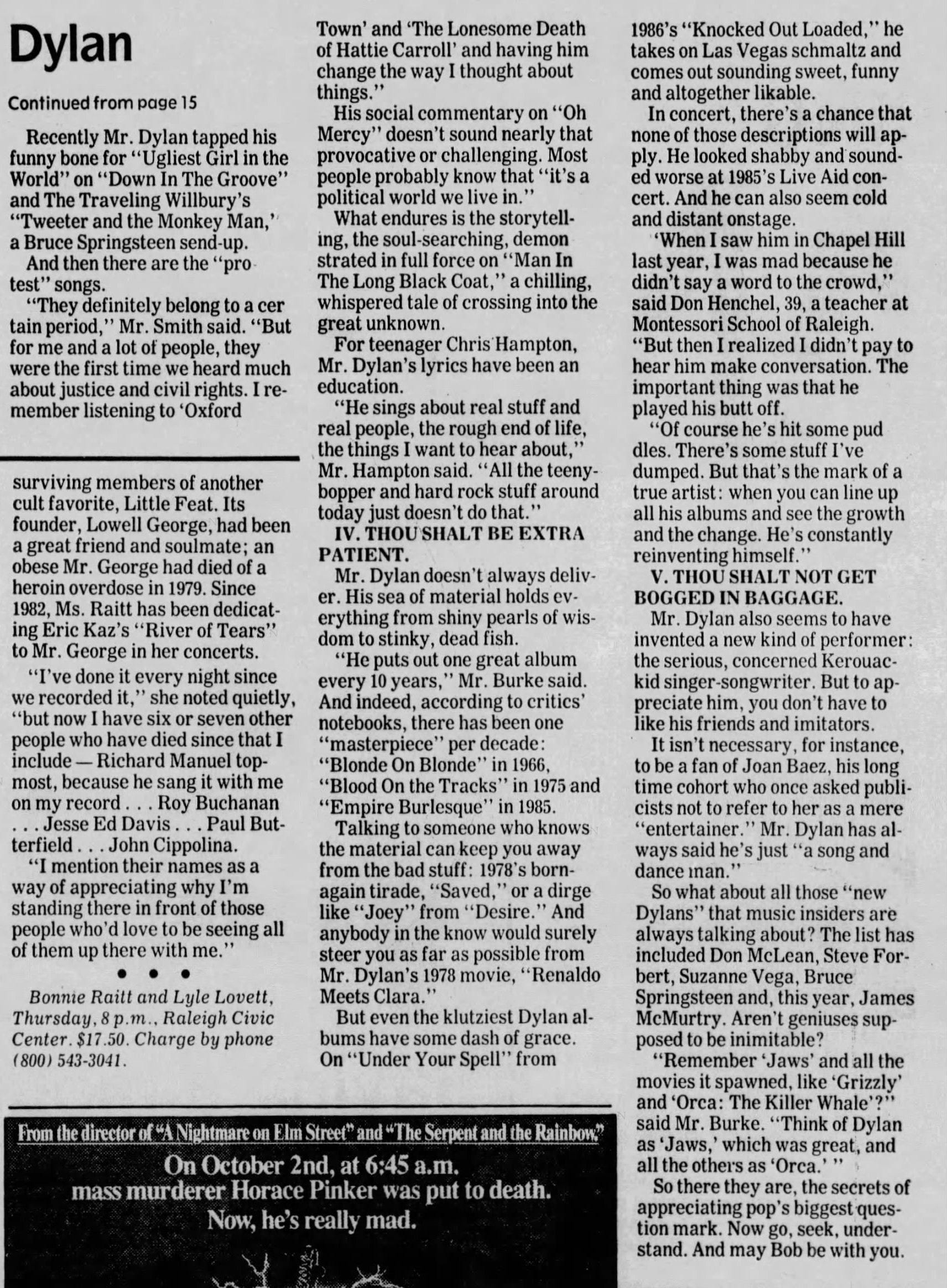 Bob Dylan at Duke 1989 - by Ray Padgett