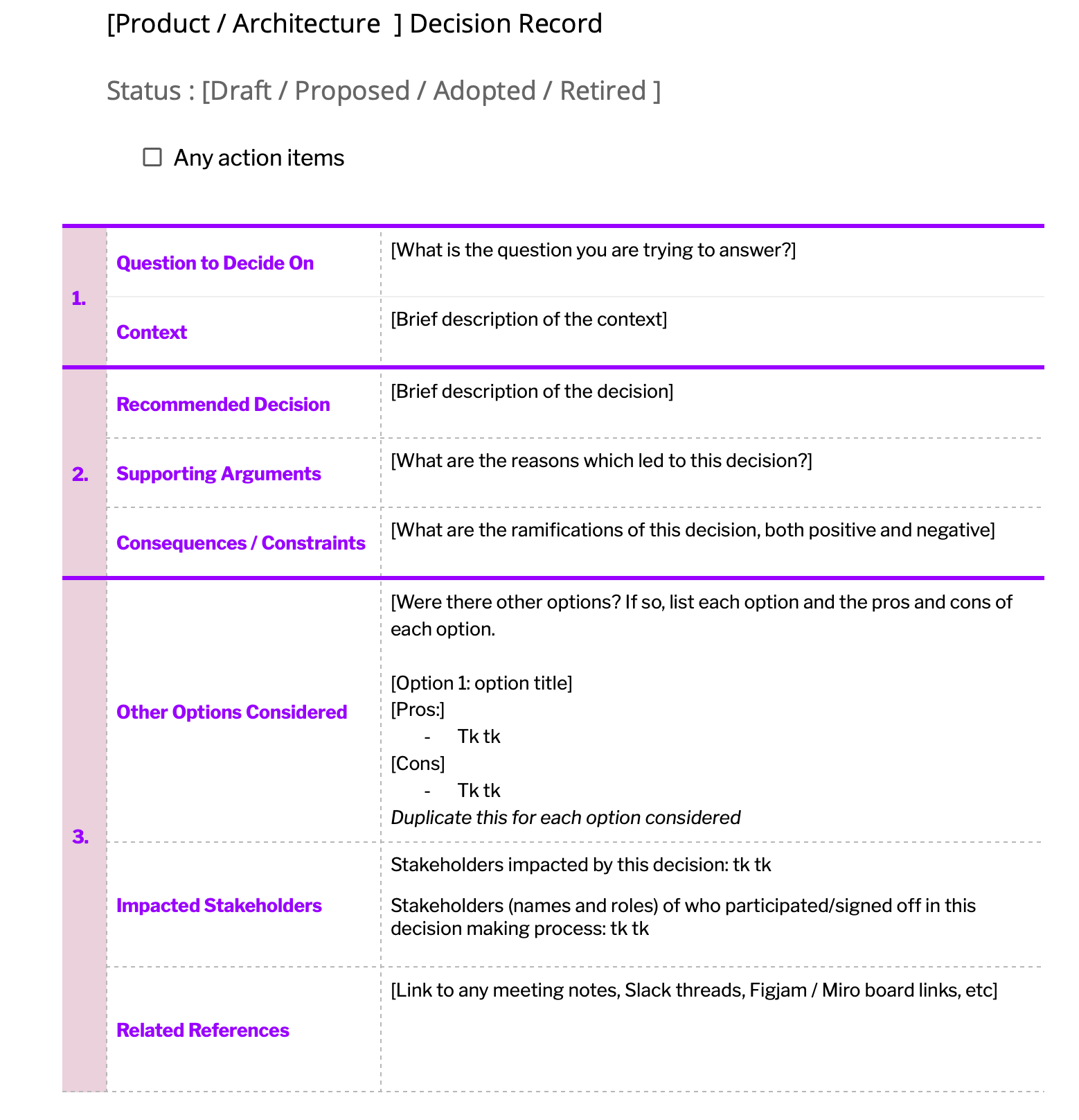 Document your product and software architecture decisions.