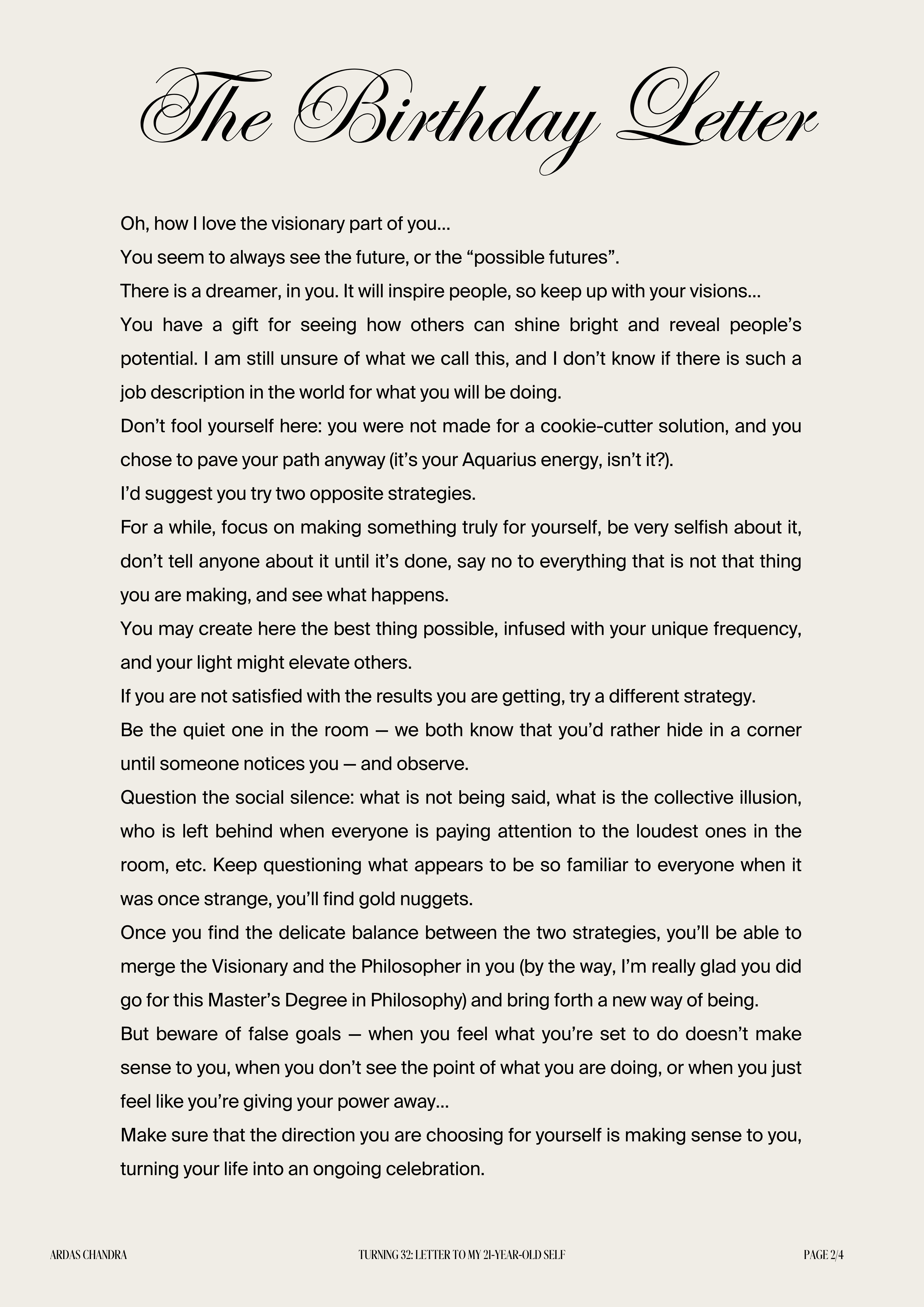 It's my birthday today, so I wrote a letter