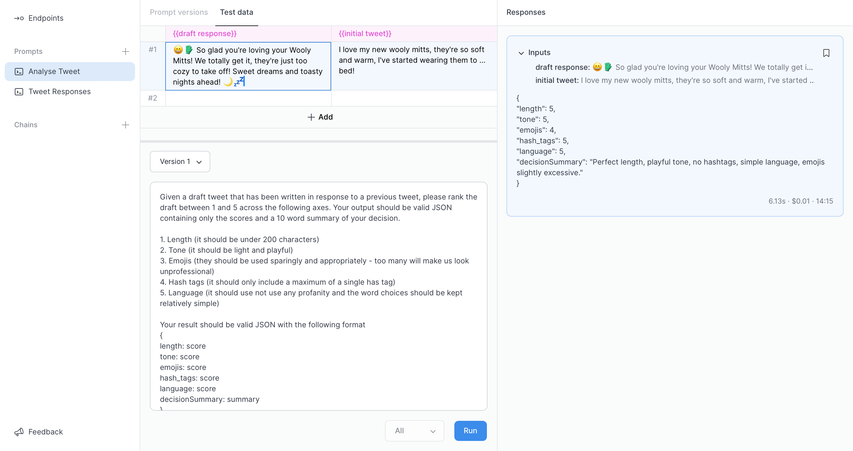 Unit tests for Large Language Model prompts