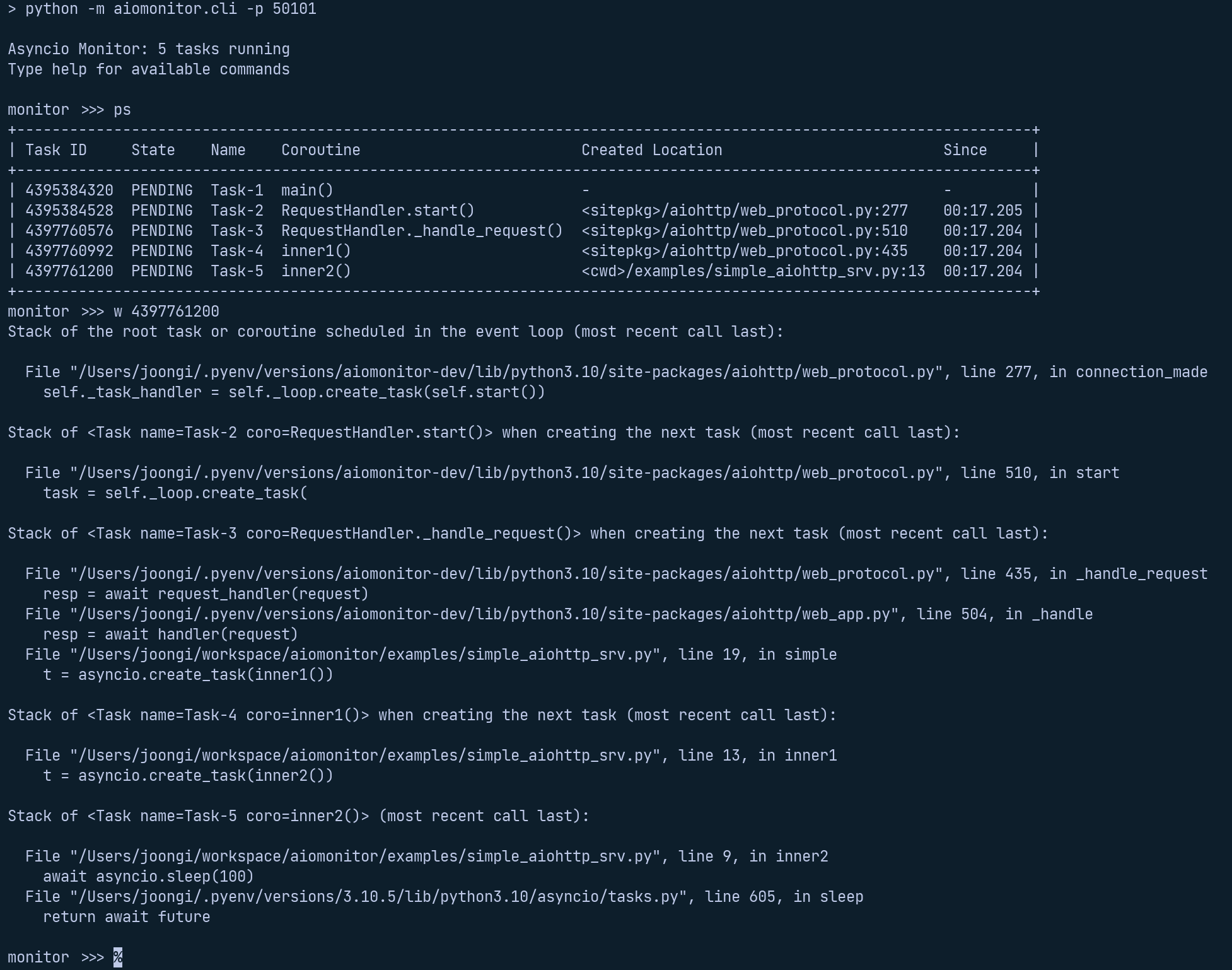 #4: Python - aiomonitor, Frogmouth, EVA and AIOFile