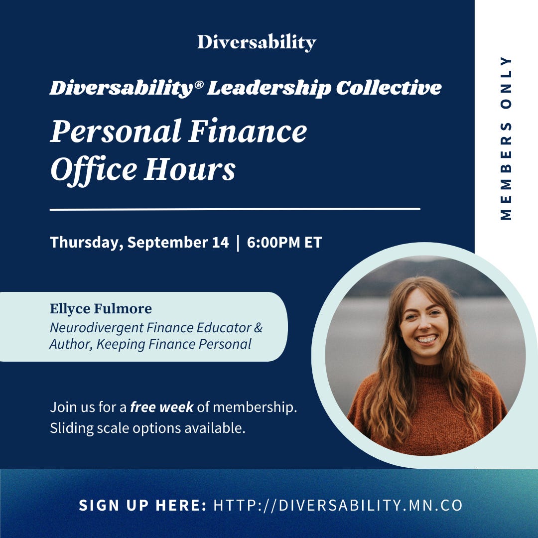 [News from Diversability] Upcoming events on personal finance 9/14 & disability history 9/18