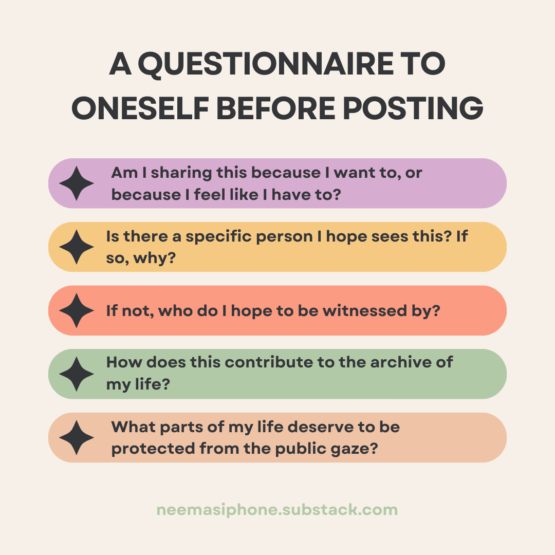A Questionnaire to Oneself Before Posting (or Not Posting)