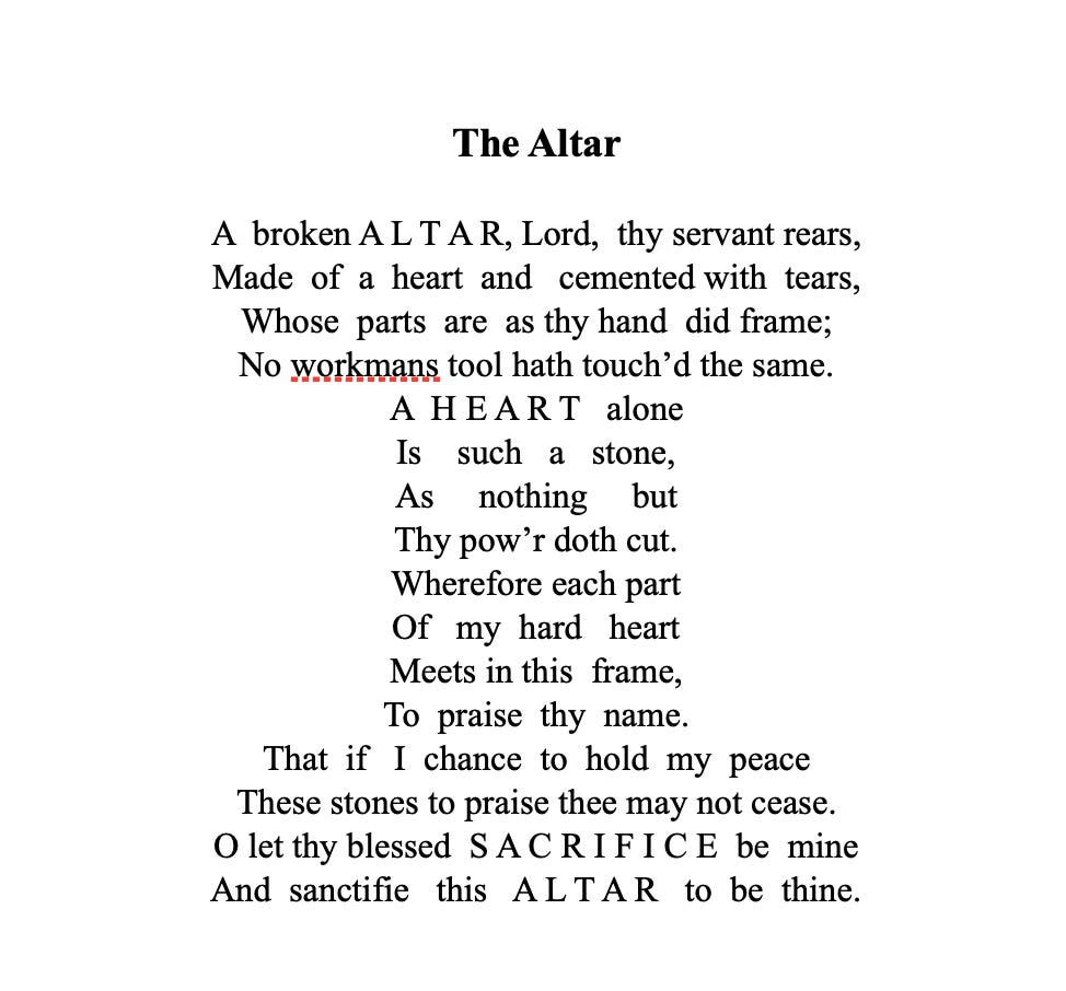 “The Altar” by George Herbert - by Jennifer Kilgore-Caradec