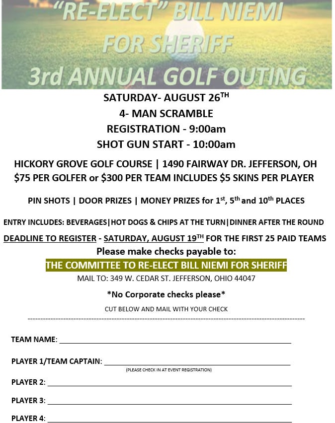 Support Sheriff Bill Niemi - ACRP’s Substack