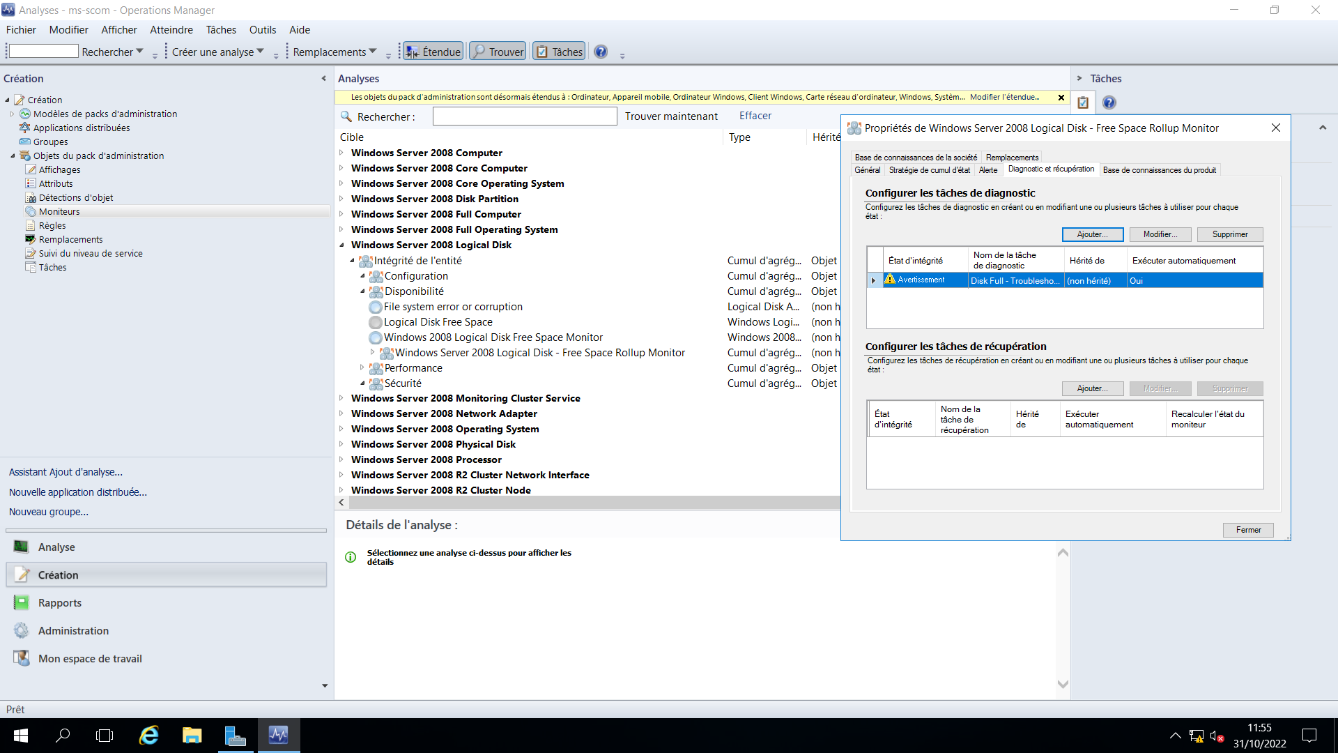Microsoft SCOM Server - Disk Usage and Report