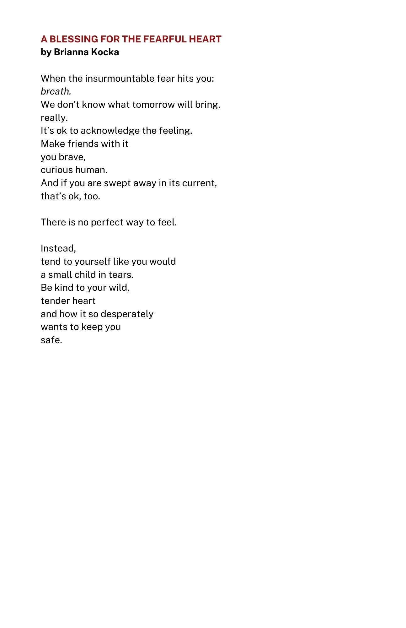 A Blessing for the Fearful Heart - by Brianna Kocka