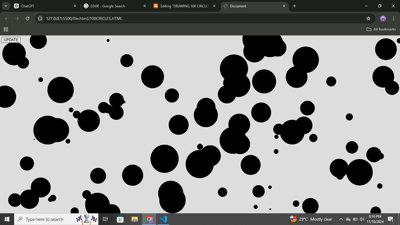 Drawing 100 Circles With Canvas Js By Call Me Baerea