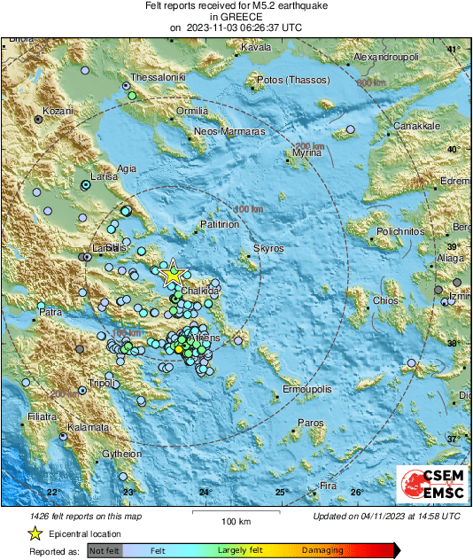 Magnitude 5.2 earthquake shakes central Greece