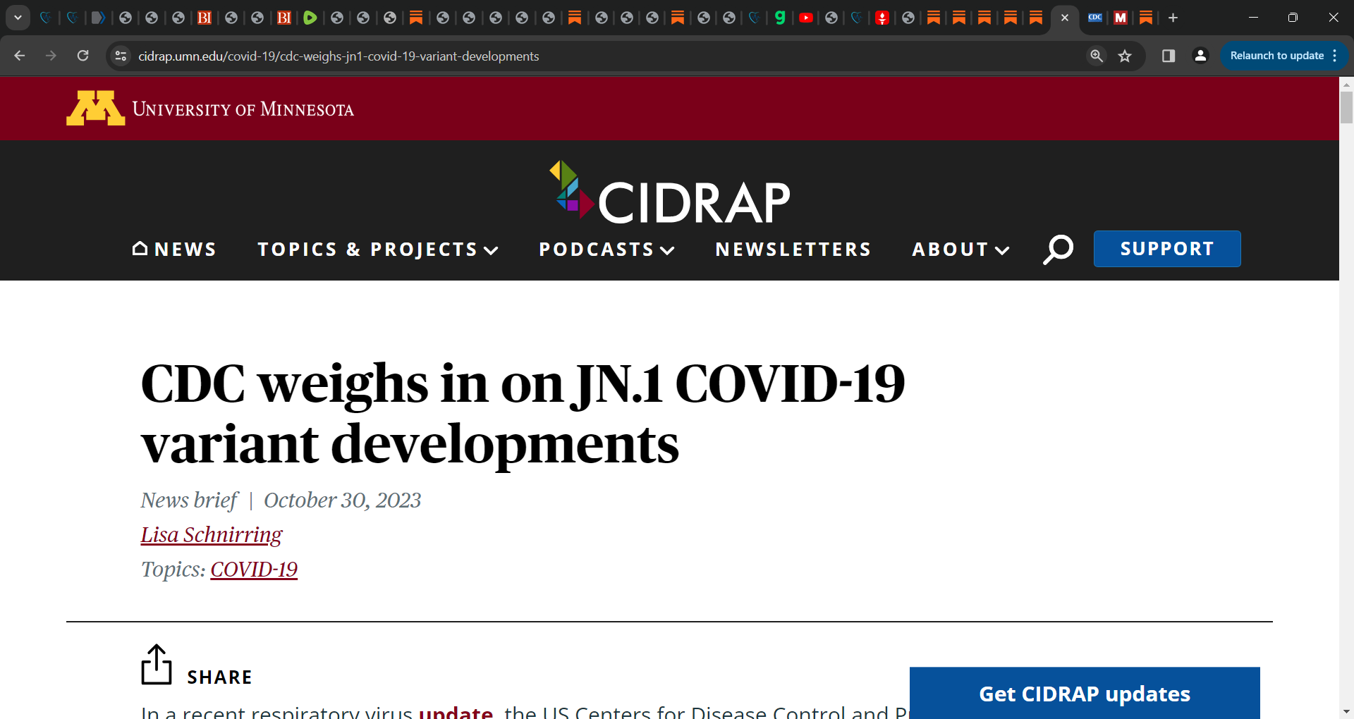 Emerging JN.1 subvariant clade of COVID, is a derivative of BA.2.86 and ...