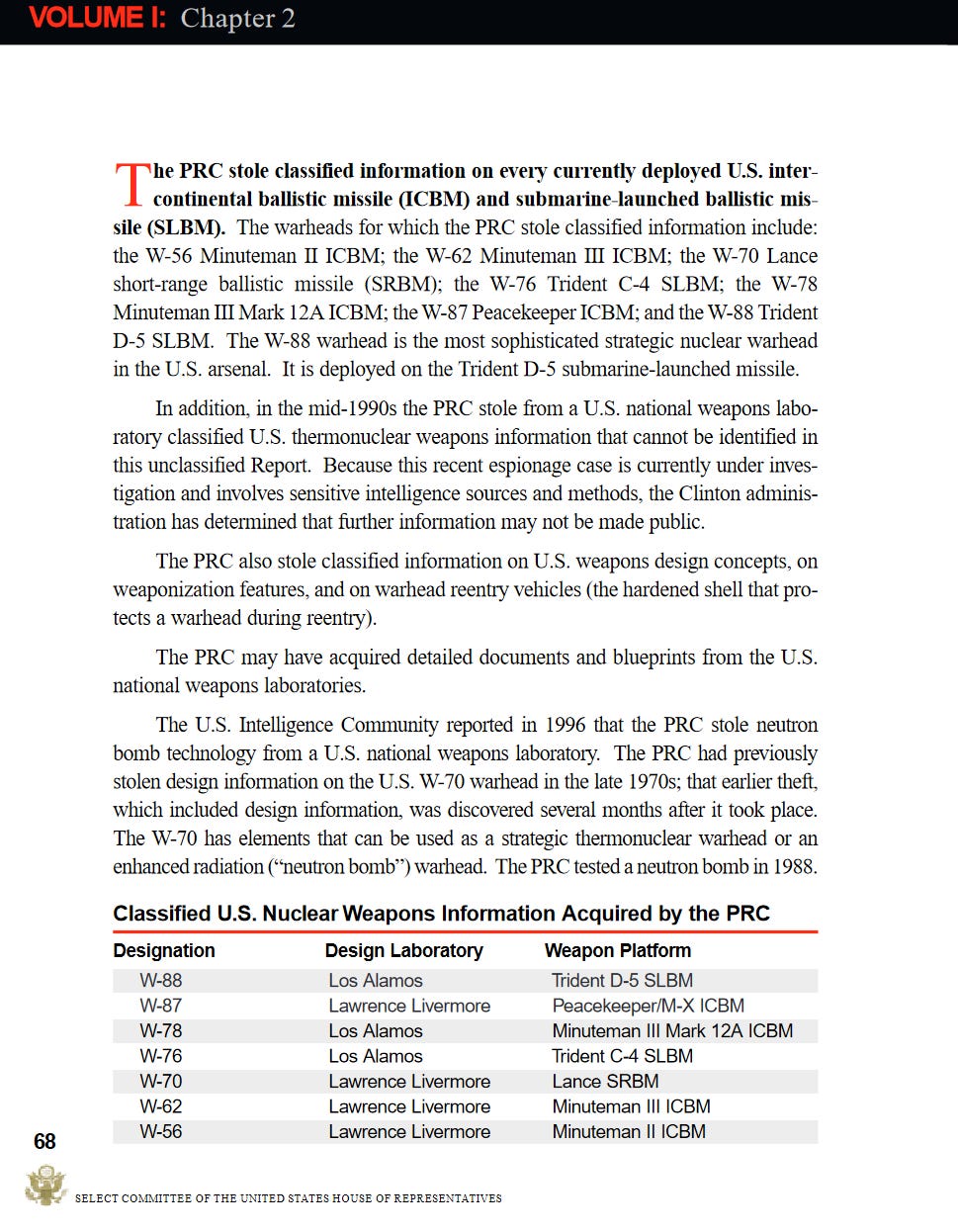US House Of Representatives: PRC (Chinese) Theft Of U.S. Thermonuclear ...