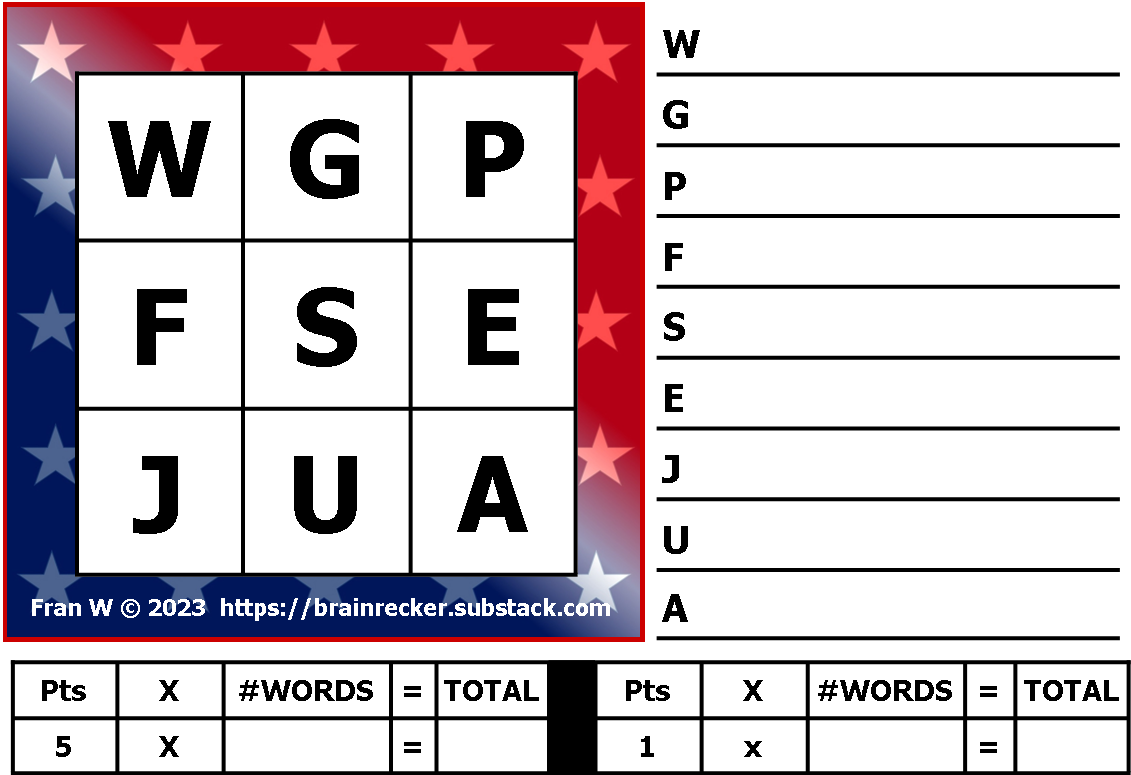 Betsy Ross Letter Hint - by Fran W - Puzzles About America