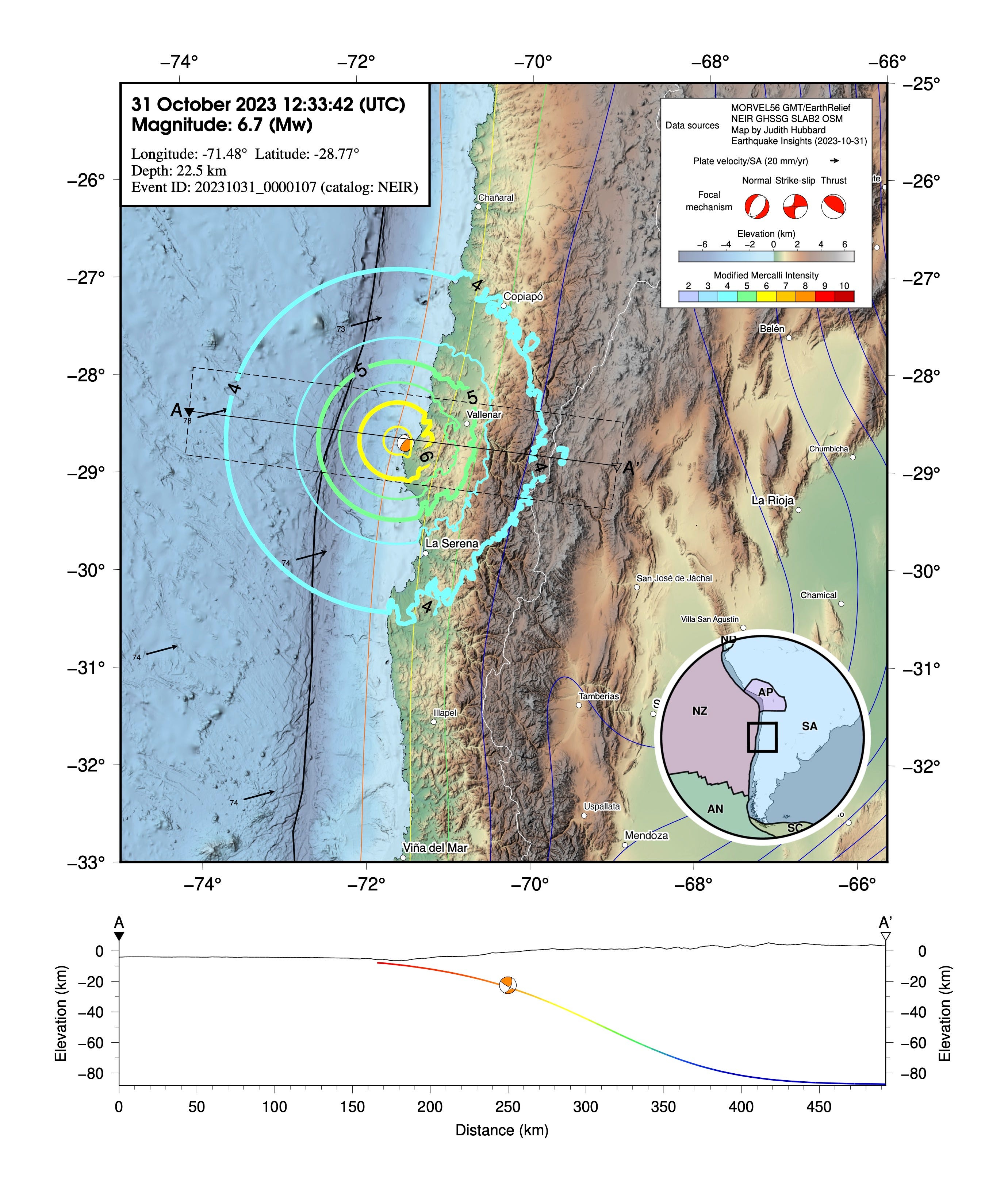 Magnitude 6.7 earthquake strikes below Chile
