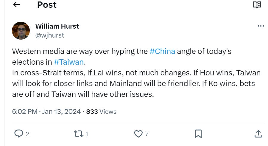 Decoding Chinese mainland's response to Taiwan election results