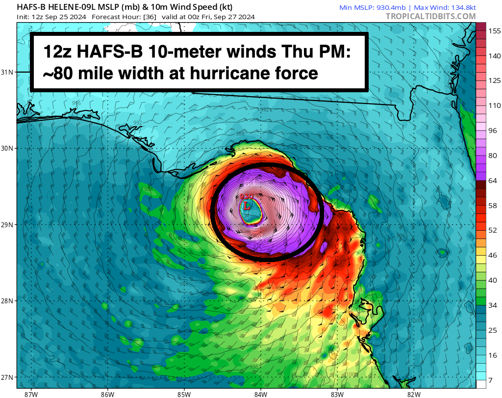 WeatherTiger's Hurricane Helene Florida Impacts Forecast for September 25th