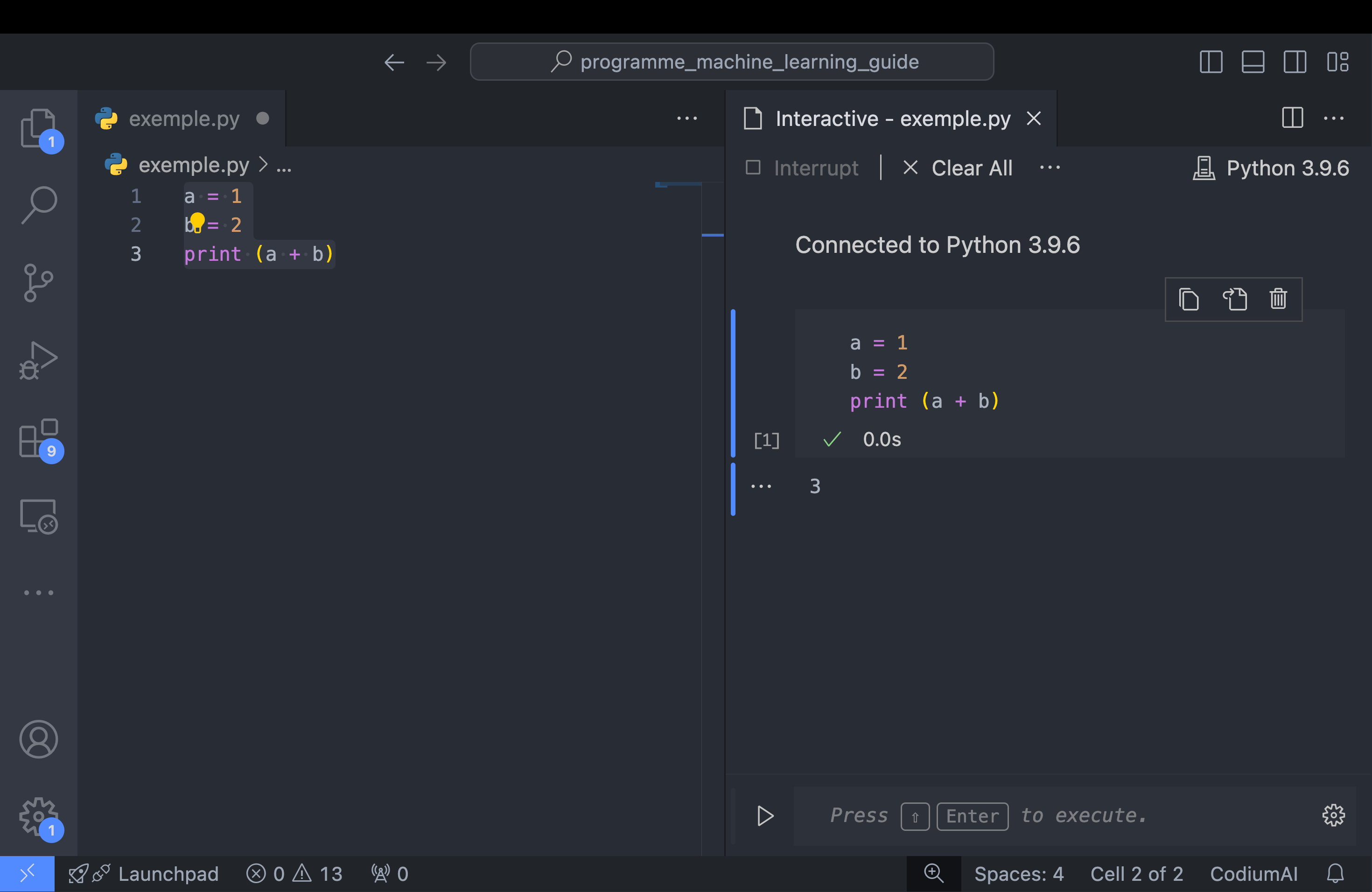 Tutoriel : Jupyter, VS Code et la fenêtre interactive.