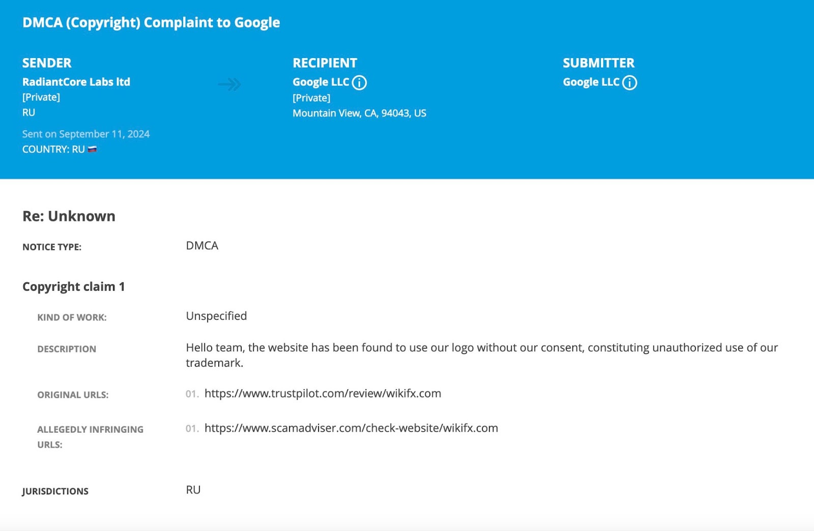 How WikiFX Uses Copyright Takedown Complaints to Bury Criticism