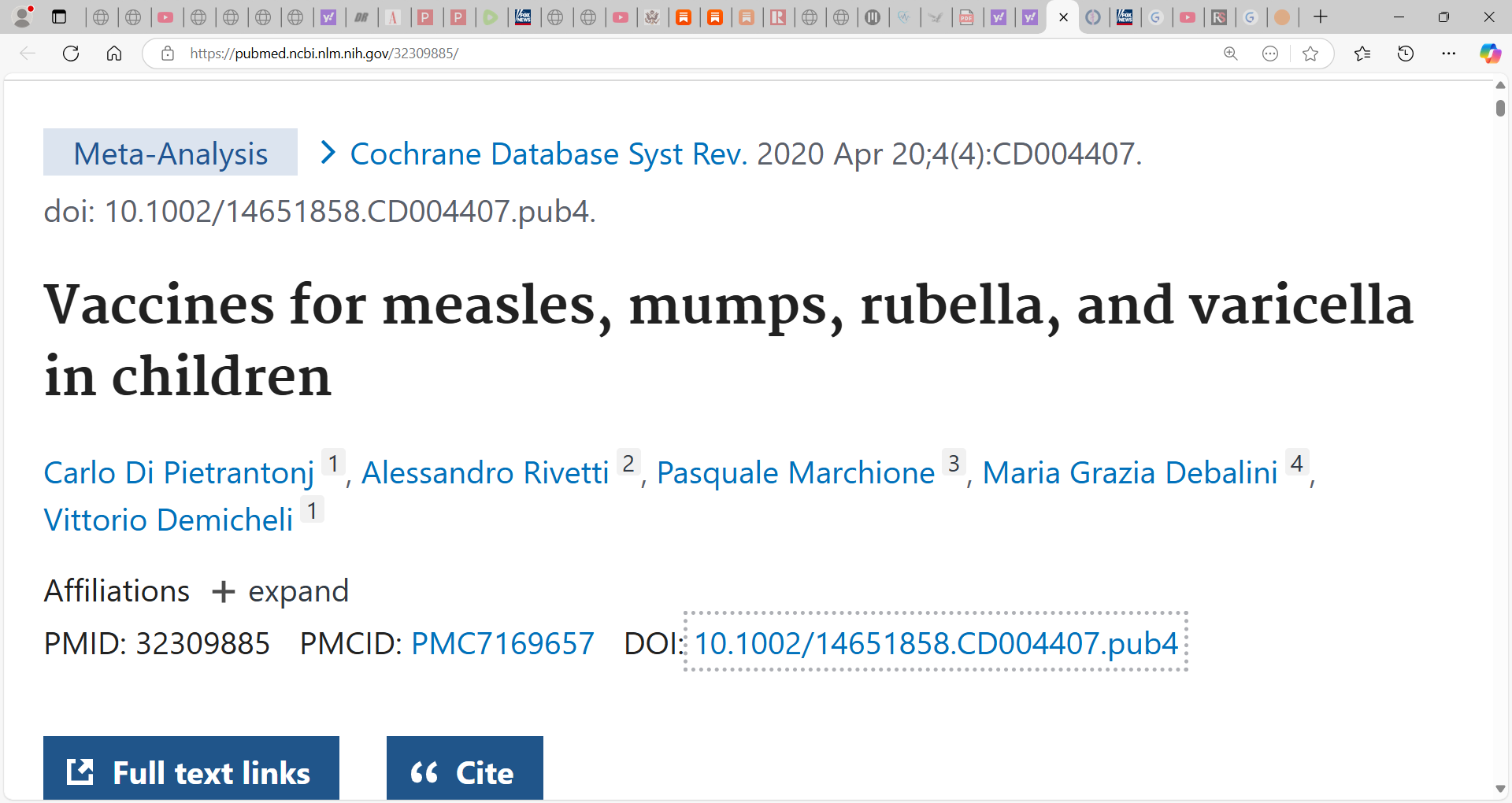 Does research evidence (via Cochrane Review) support vaccines for ...