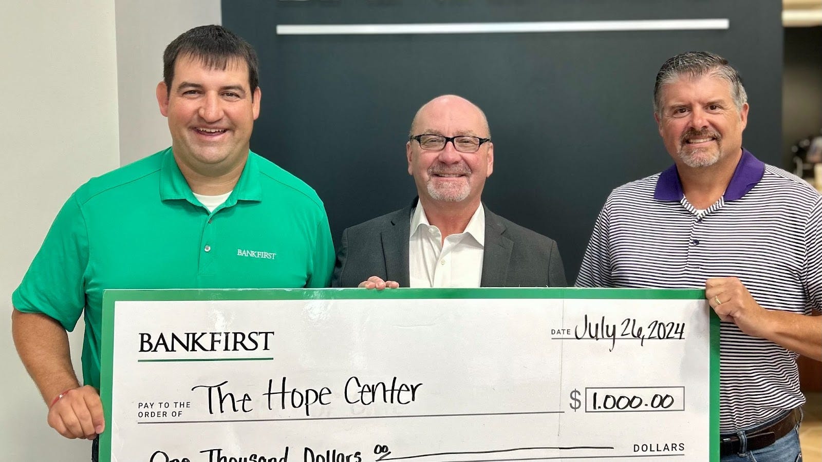 BankFirst donates to the Hope Center - by Bob Bakken